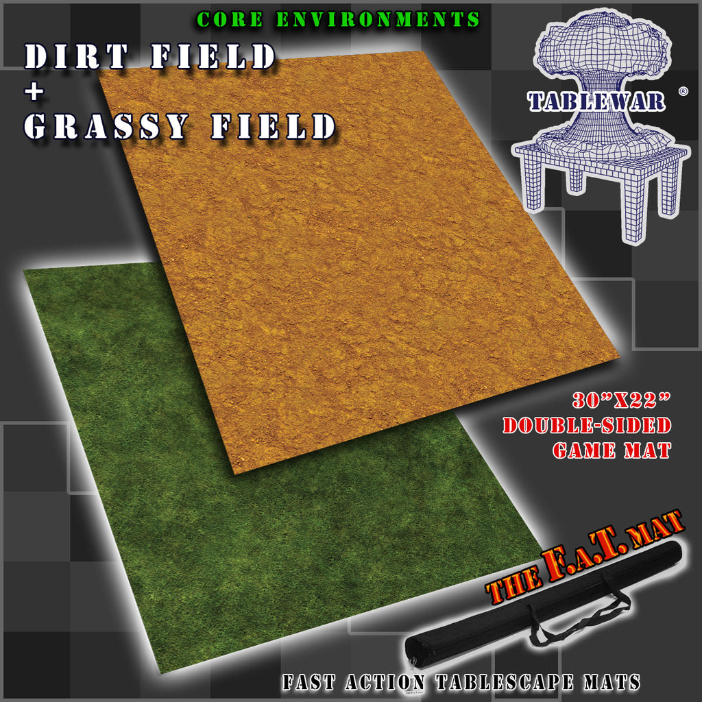 30x22" Double-Sided 'Dirt Field' + 'Grassy Field' F.A.T. Mat Battle Ga ...