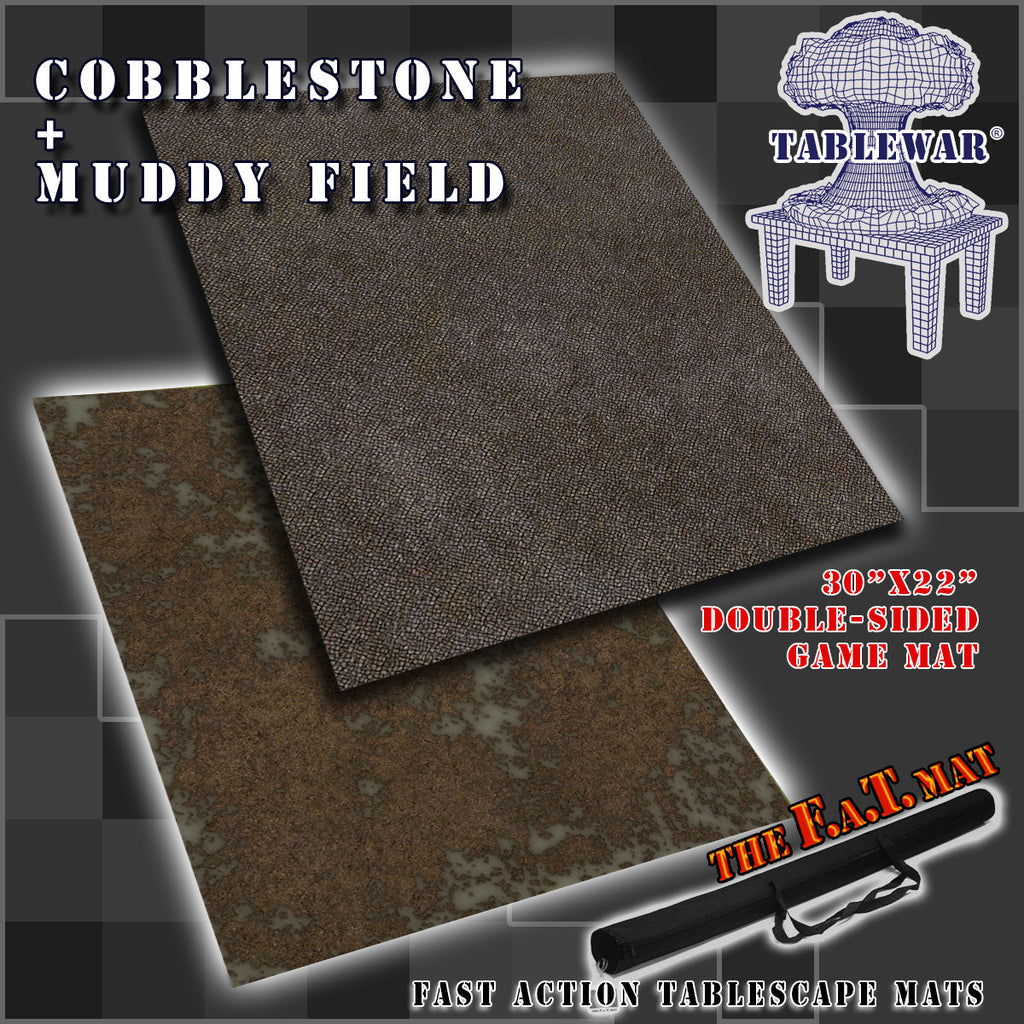 30x22" Double-Sided 'Cobblestone' + 'Muddy Field' F.A.T. Mat Battle Ga ...