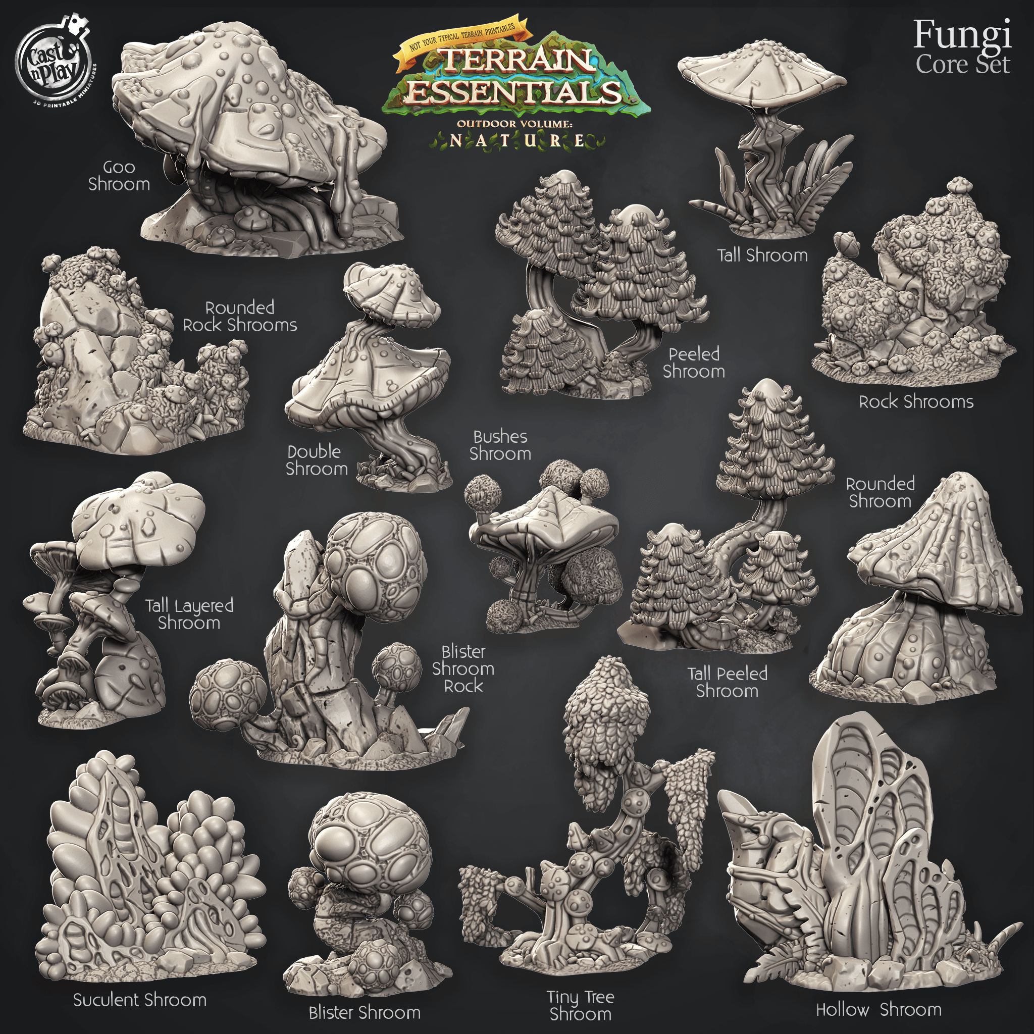 3D Printed Cast n Play Fungi Core Set Fungi Terrain Set Terrain Essent ...