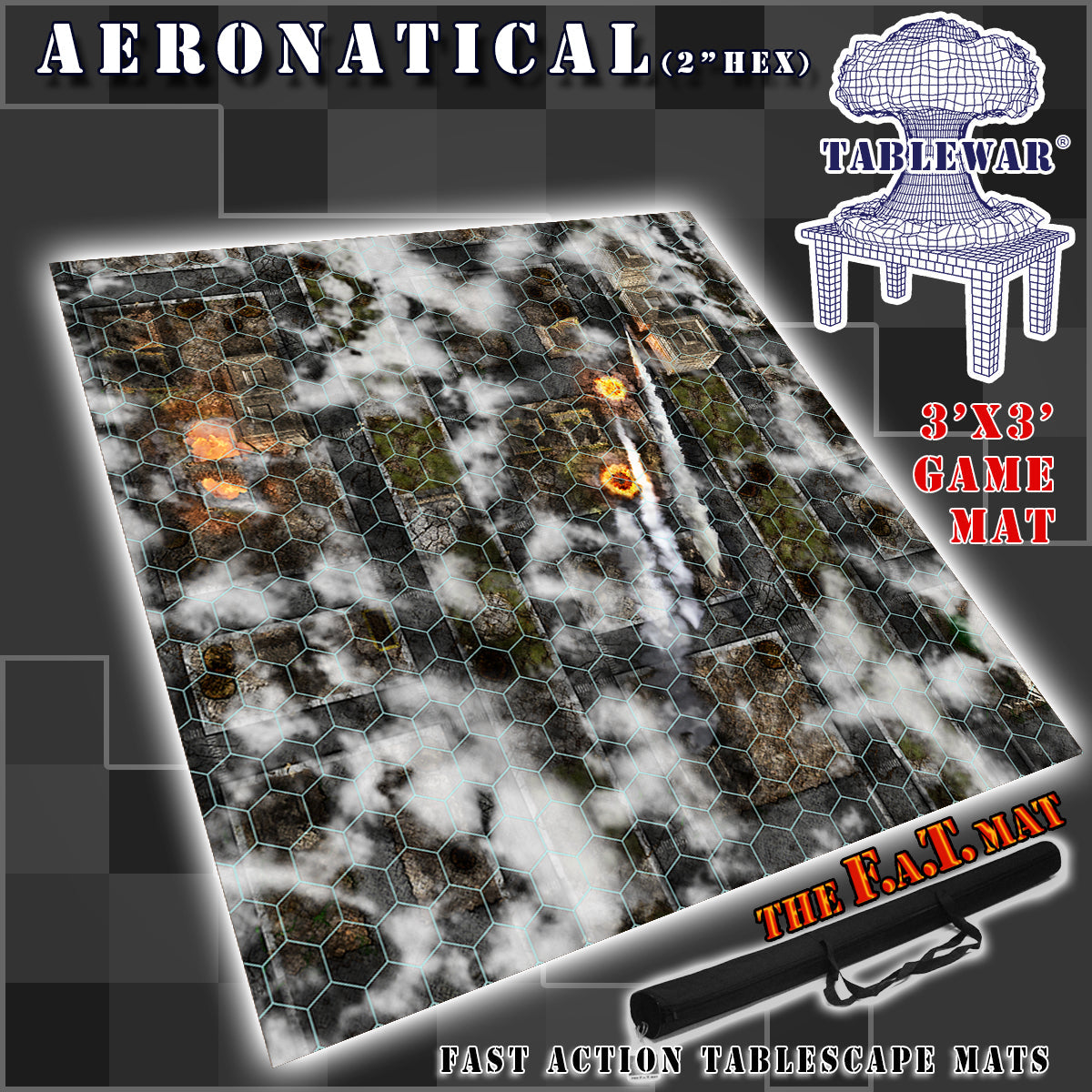 3x3 'Aeronatical' 2" Hex F.A.T. mat Battle Gaming Mat – Open Gaming Store