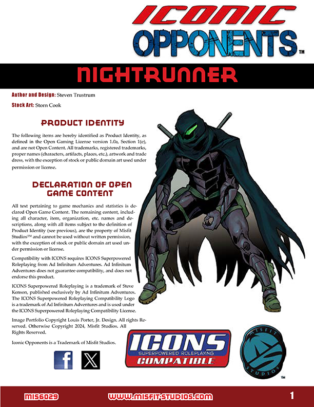 Iconic Opponents: Nightrunner for the Icons RPG – Open Gaming Store