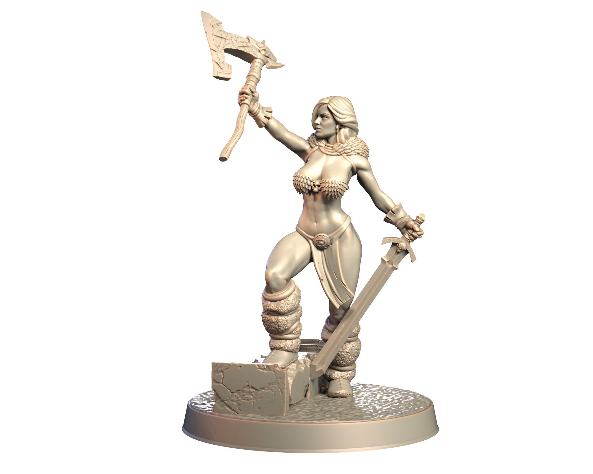 Brakka - Female Human Barbarian Miniature - Blade & Fury – Open Gaming ...