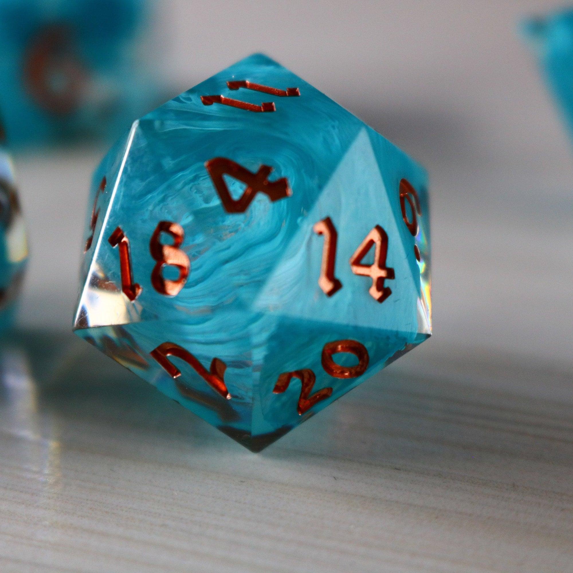 Blue Smoke Handmade Resin DND Dice Set – Open Gaming Store