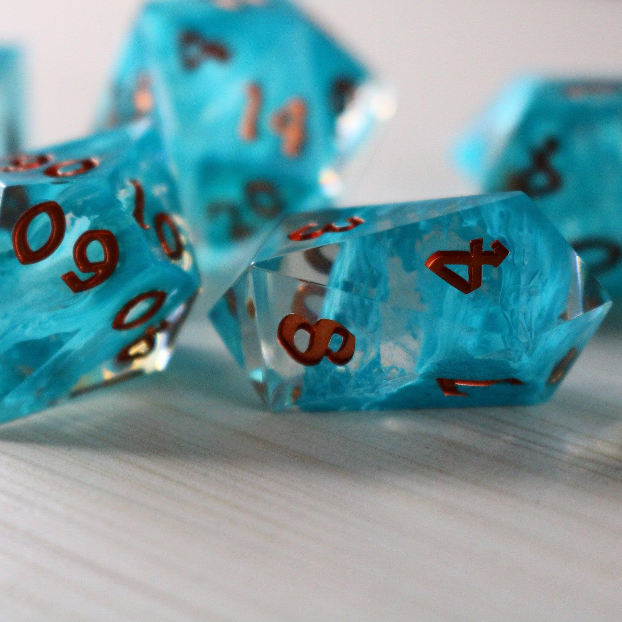 Blue Smoke Handmade Resin DND Dice Set – Open Gaming Store