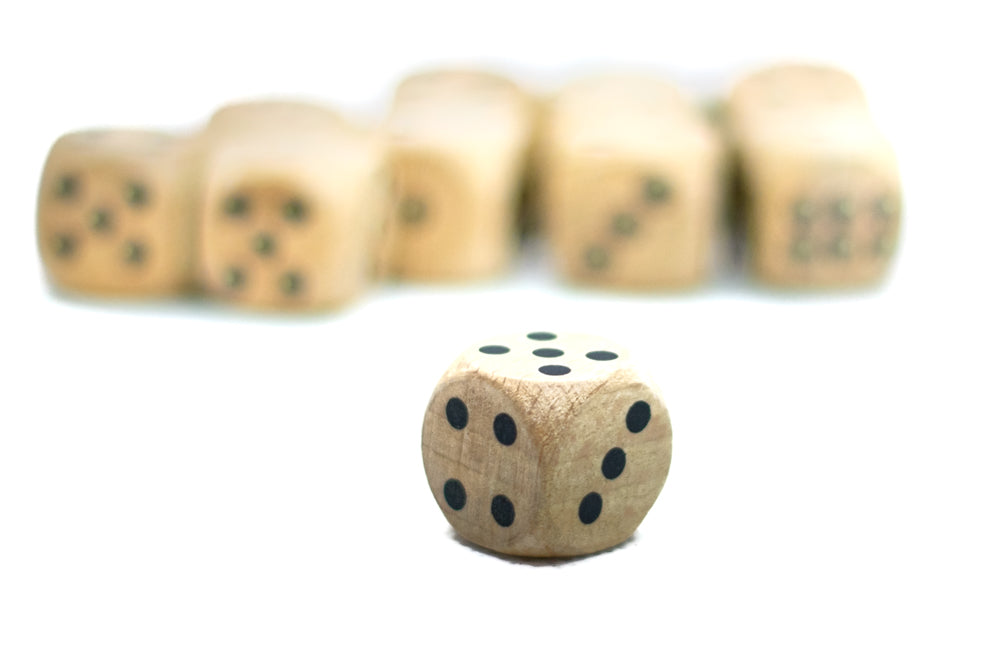 Wooden 16mm d6 Dice w/ Black Dots Rounded Corners (sold per die) - Woo ...