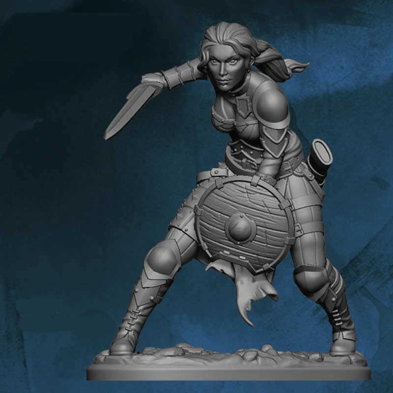 FLM28179 Female Warrior Figure Kit 28mm Heroic Scale Miniature Unpaint ...