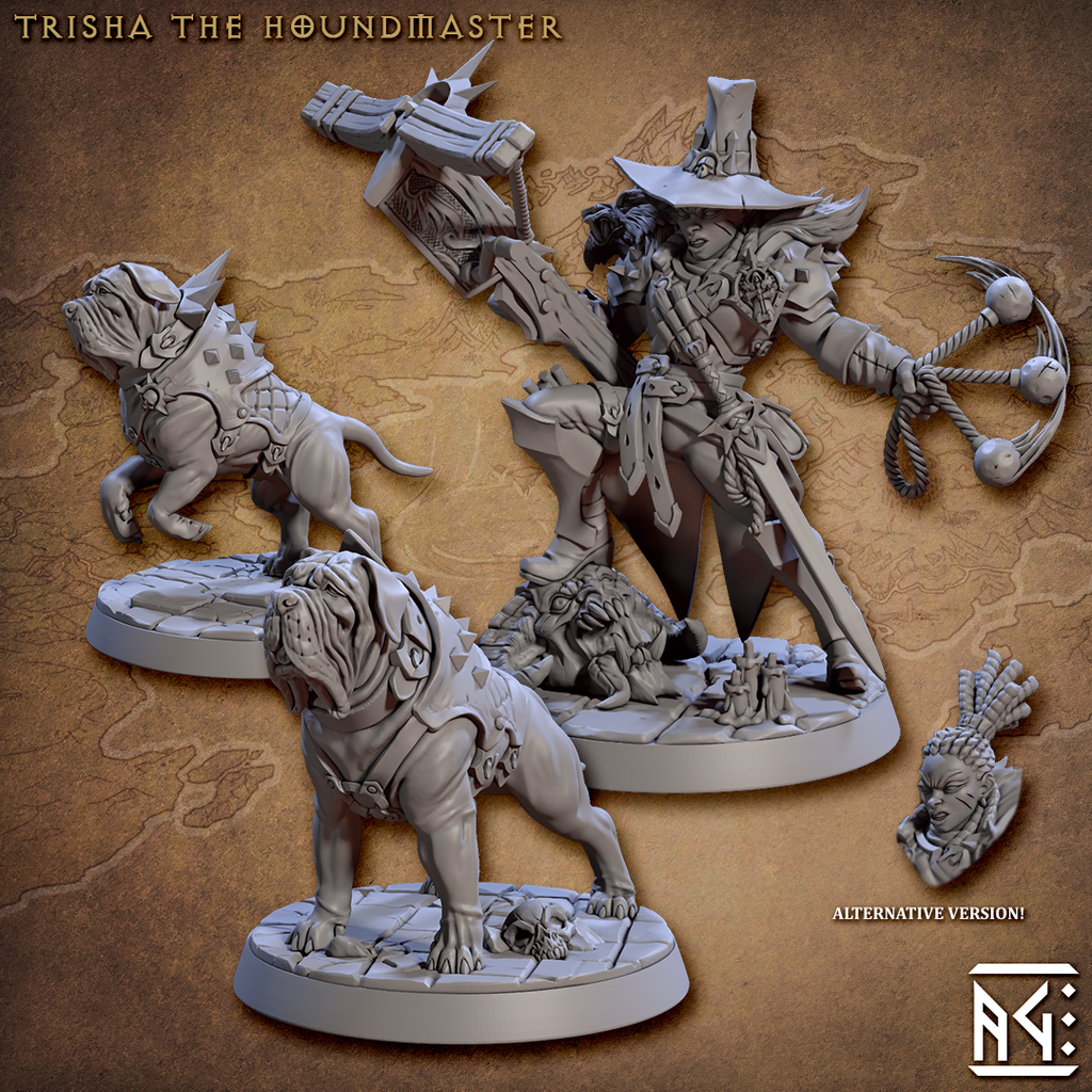 Trisha the Houndmaster Ranger Miniature - D&D with War Dogs – Open ...