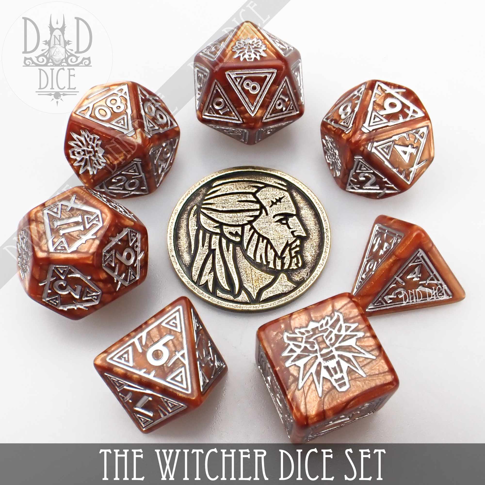 The Witcher Dice Set and Coin - Geralt – Open Gaming Store