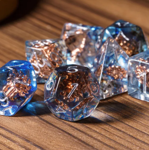 Divine Radiance: Paladin's Celestial Sun Dice Set | Blue & Clear Sun D ...
