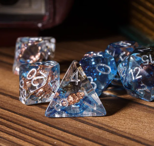 Divine Radiance: Paladin's Celestial Sun Dice Set | Blue & Clear Sun D ...