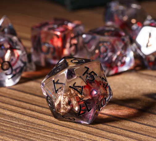 Crimson Veil: Rogue's Deception 7-Dice Set with Gilded Triple Dagger I ...