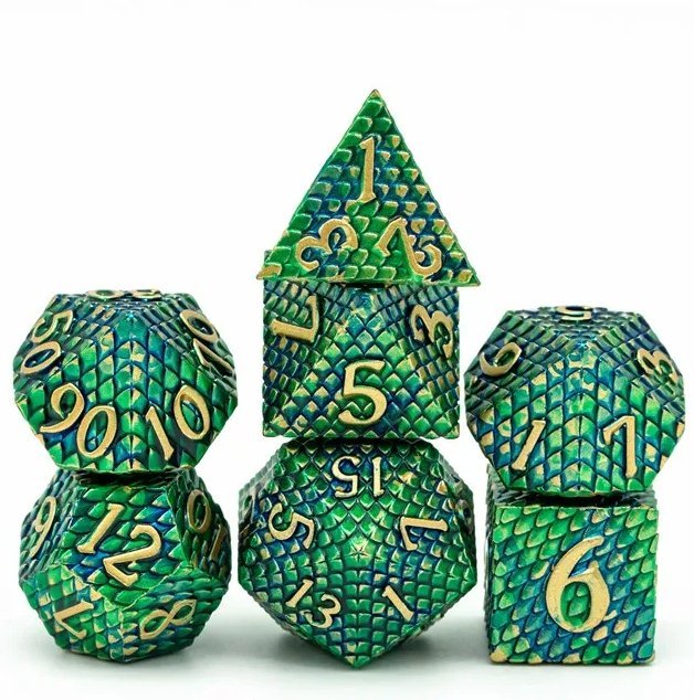Forest Dragon Scale Metal Dice Set – Open Gaming Store