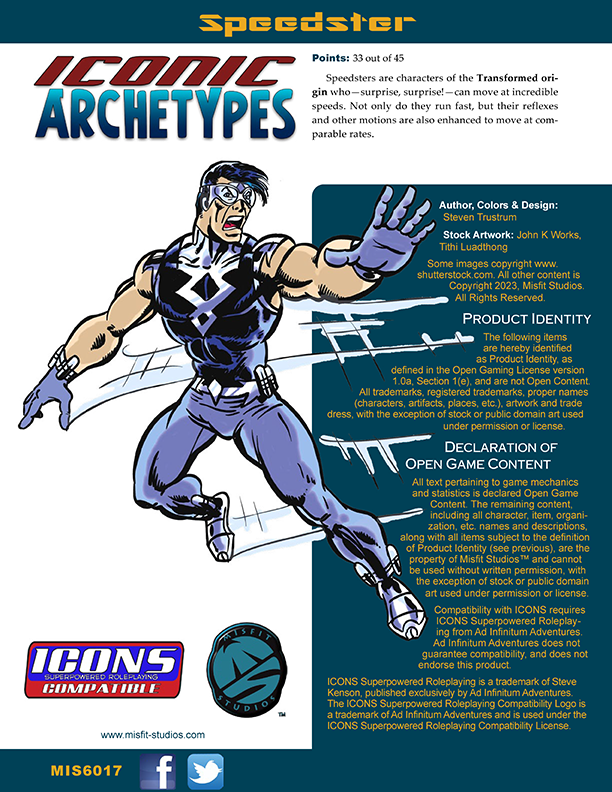 Iconic Archetypes: Speedster for the Icons RPG – Open Gaming Store